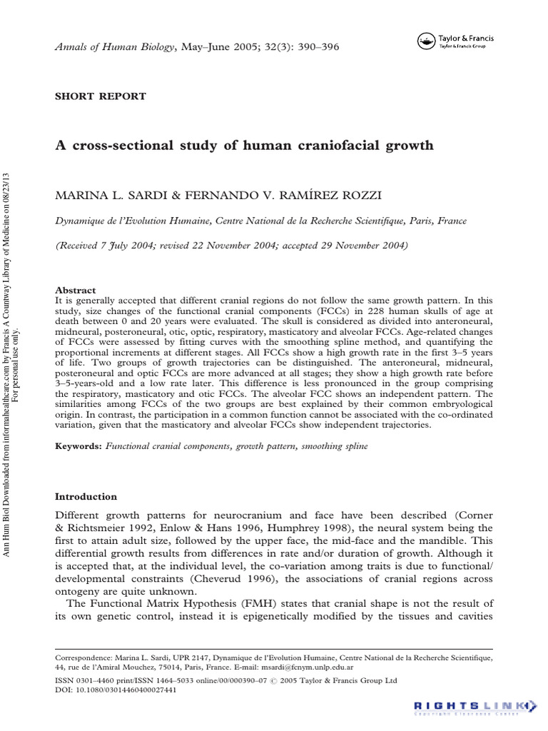 Human Craniofacial Growth Patterns Study | PDF