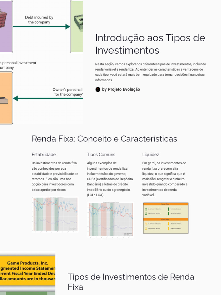 Introducao Aos Tipos de Investimentos | PDF | Renda fixa | Investimentos Introducao Aos Tipos de Investimentos | PDF | Renda fixa | Investimentos