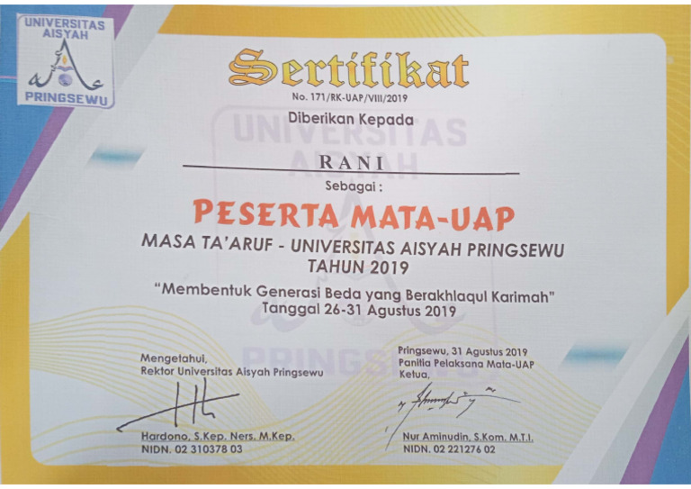 Sertifikat Mata Uap | PDF