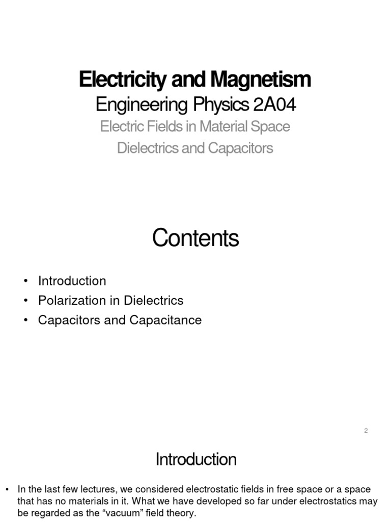 L9 - Electric Fields in Material Space - Dielectrics & Capacitors | PDF
