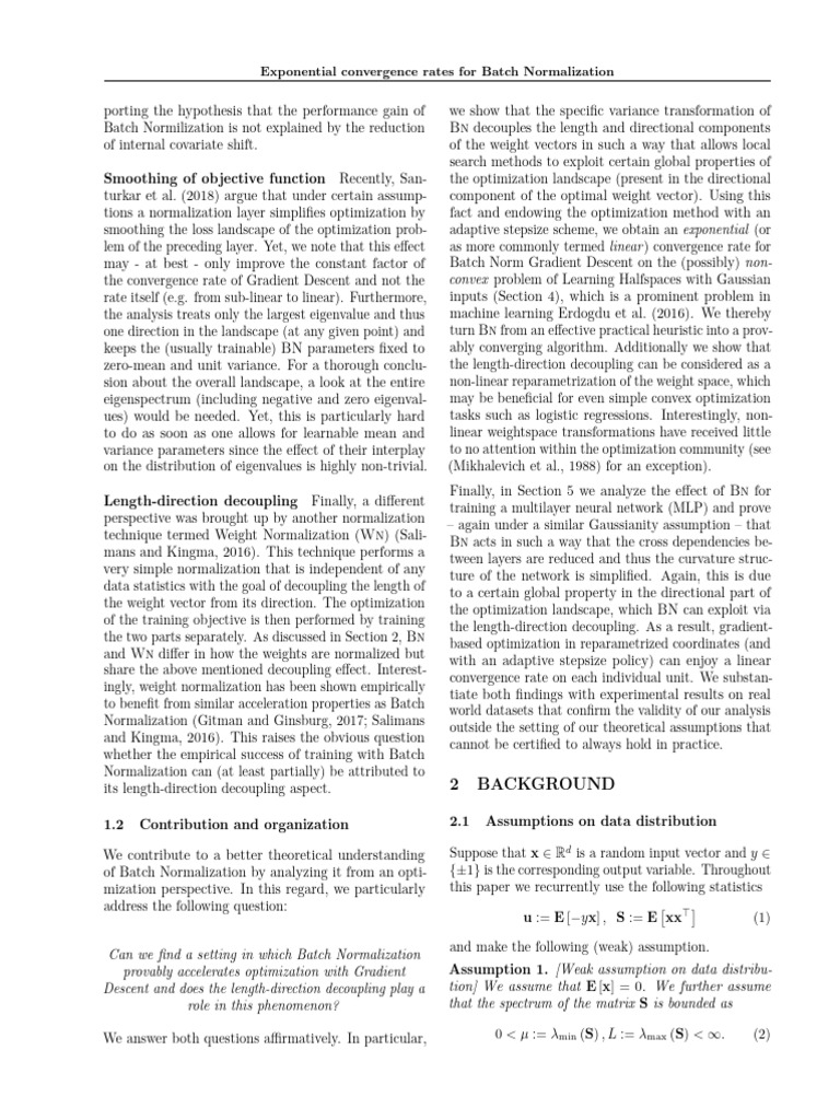 Exponential Convergence Rates For Batch Normalization - 2 | PDF ...