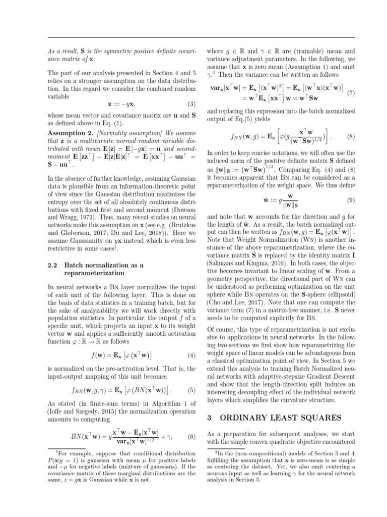 Exponential Convergence Rates For Batch Normalization - 3 | PDF