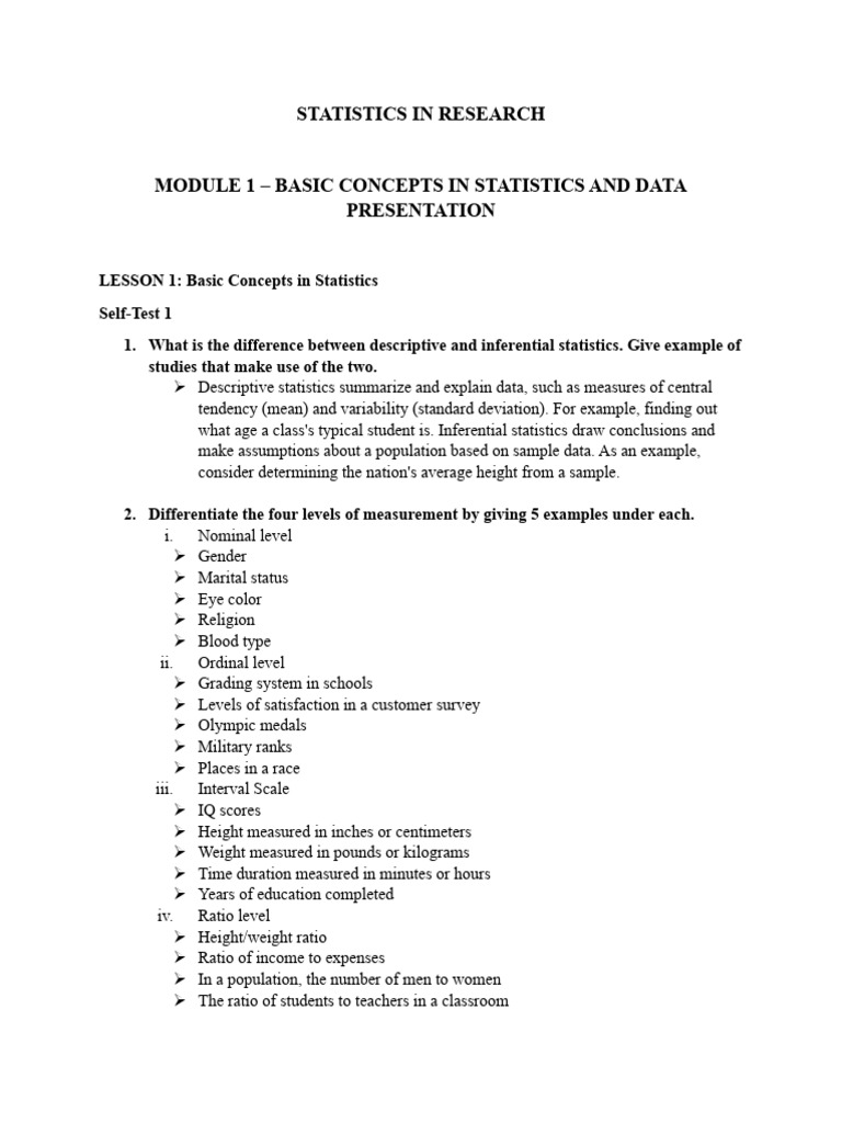 Statistics In Research 1 Pdf