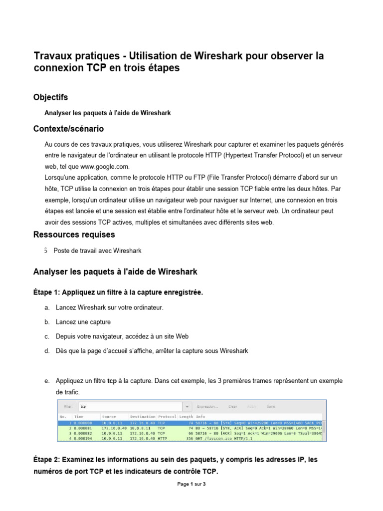 Activiteobserverwiresharktcp 3 Way Handshake | PDF