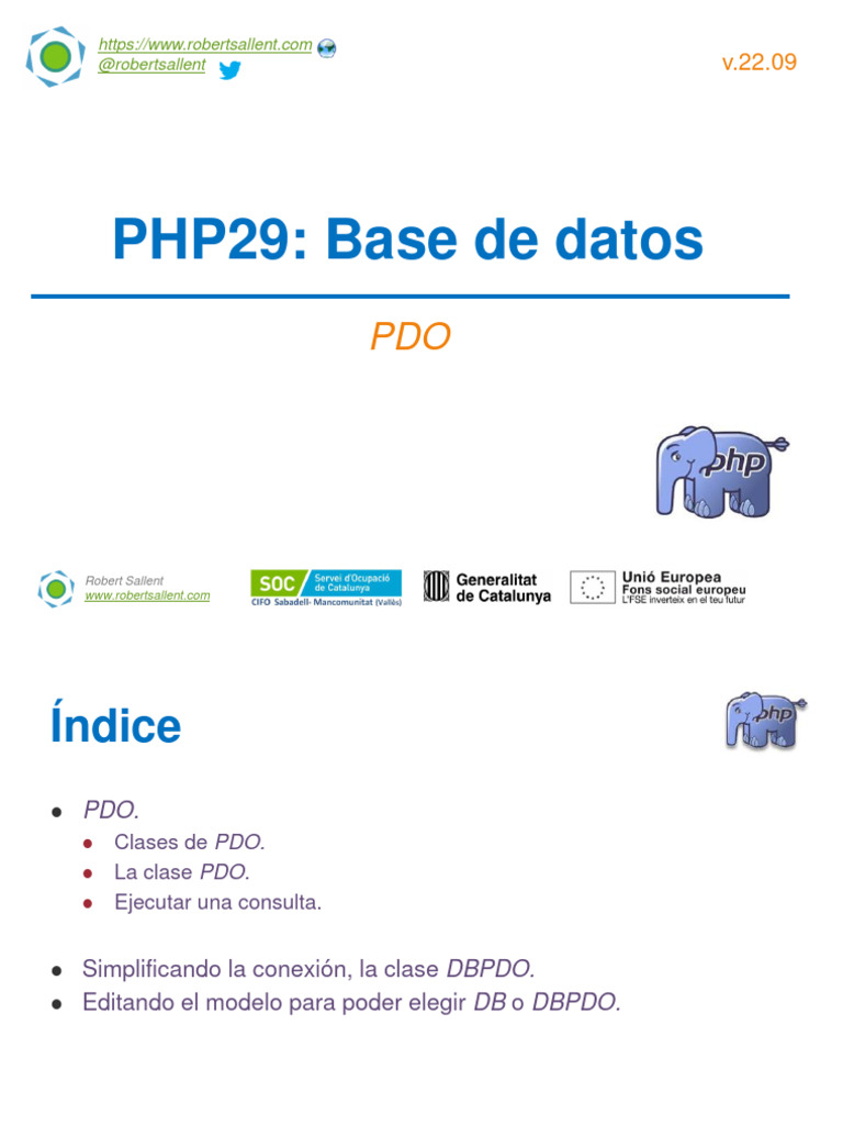 PHP29 - Conexion A BDD 5 - PDO | PDF | Mi sql | Php