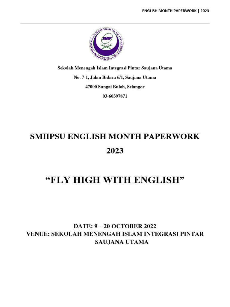 English Month Celebration 2023 Plan | PDF | Human Communication