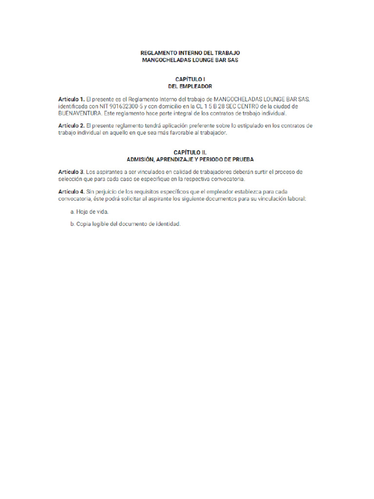 Ejemplo Codigo Interno de Trabajo | PDF