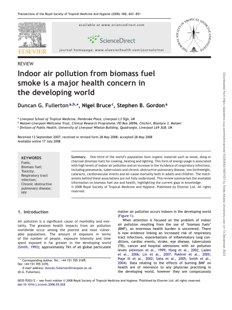 Fullerton Et Al. - 2008 - Indoor Air Pollution From Biomass Fuel Smoke Is A | Download Free PDF ...