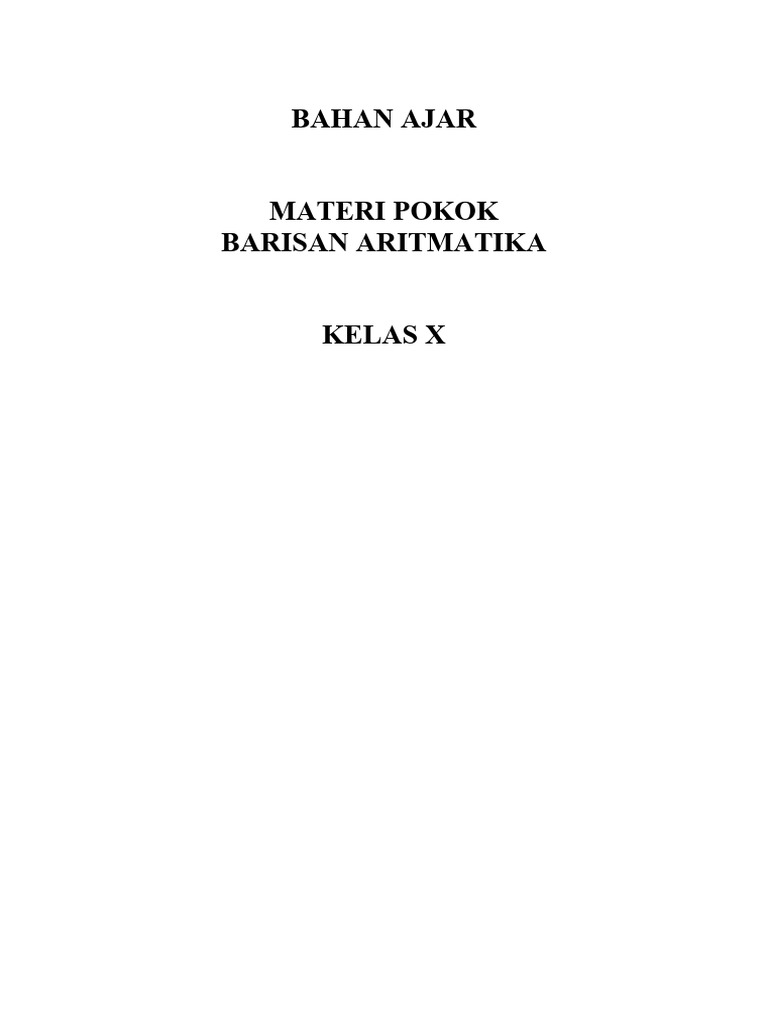 Bahan Ajar BARISAN ARITMATIKA | PDF | Metode & Bahan Ajar | Komputer