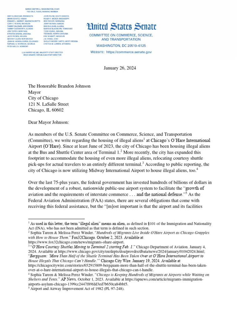 CST Republicans Letter To Chicago Mayor Brandon Johnson | PDF | O'hare ...