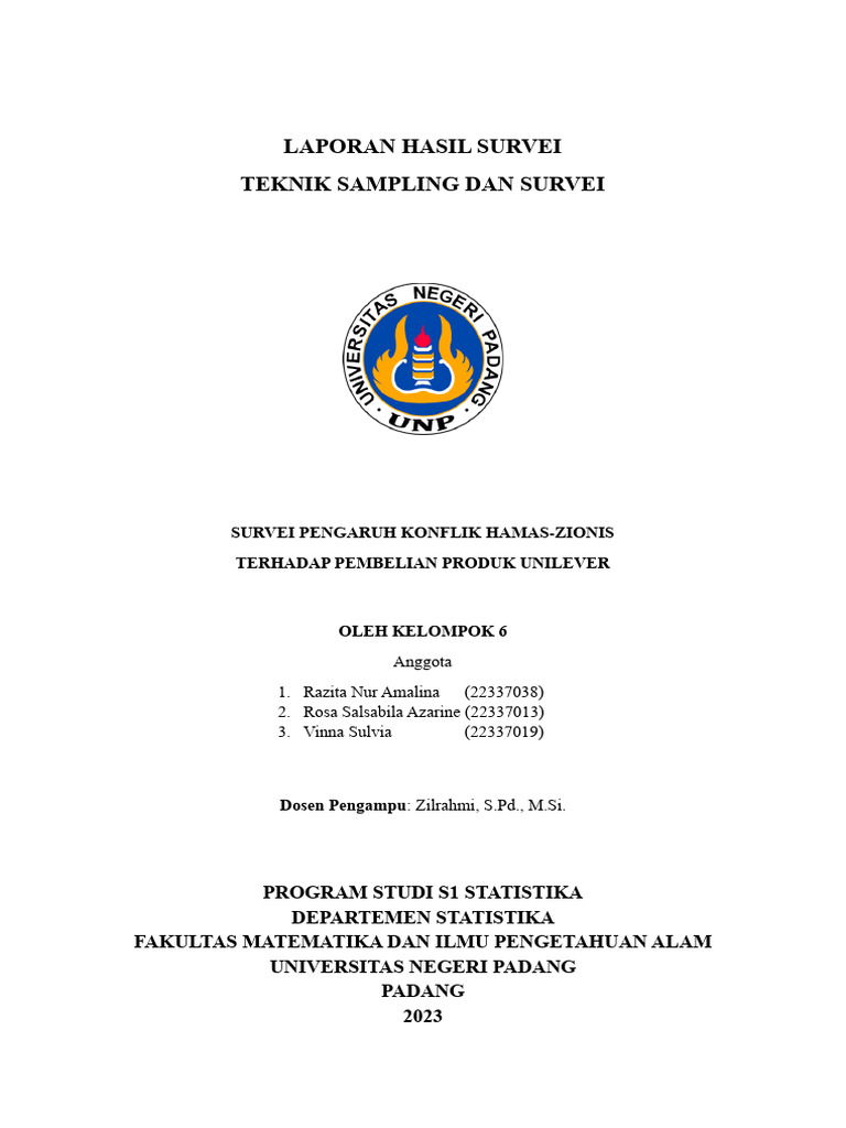Laporan Teknik Sampling Dan Survei Kelompok 6 | PDF