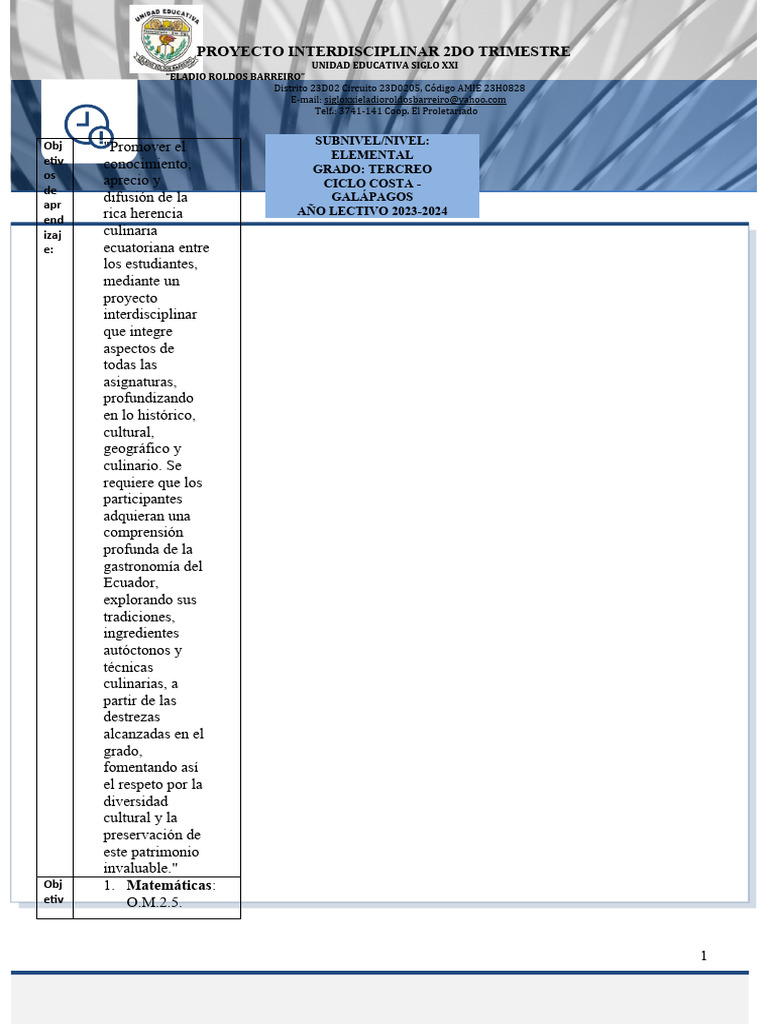 Proyecto Interdisciplinar Egb Jessy - III Trimestre | PDF | Ciencias ...