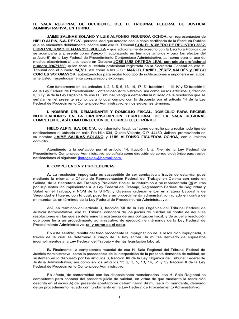 Demanda Multas Colima STPS | PDF | Multa (pena) | Derecho laboral