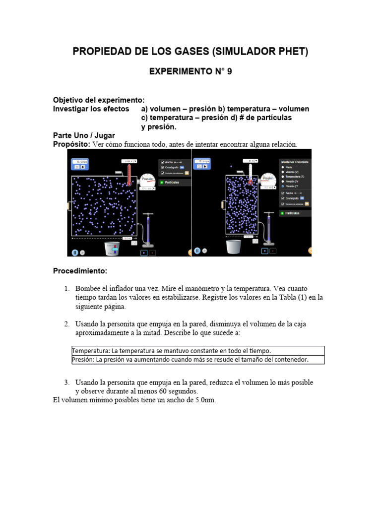 9 Experimento Sobre Propiedad de Los Gases | PDF | Gases | Ingeniería mecánica