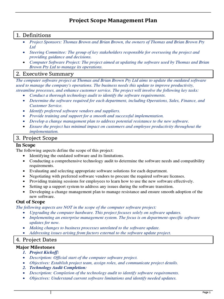 Project Scope Management Plan | PDF | Change Management | Economies