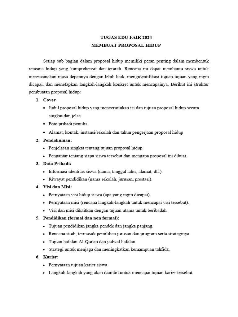 Proposal Hidup Siswa untuk Masa Depan | PDF | Karier & Perkembangan ...