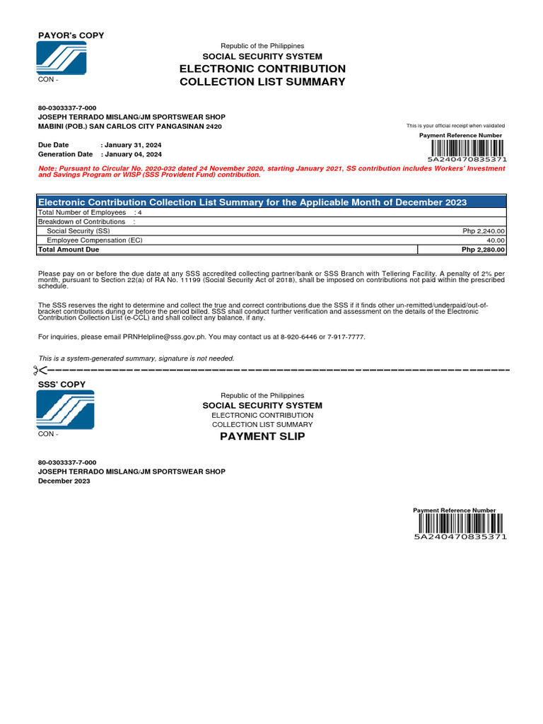 Electronic Contribution Collection List Summary | PDF | Social Security ...