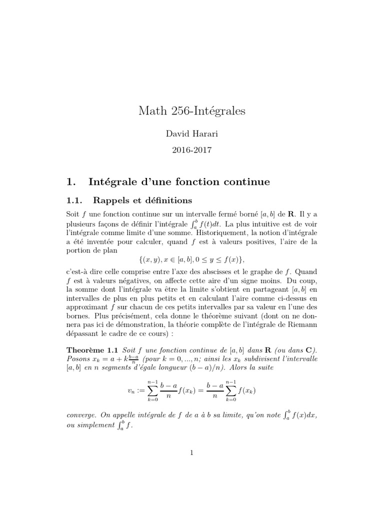 Intégrales de fonctions continues | PDF | Limite (mathématiques) | Intégral
