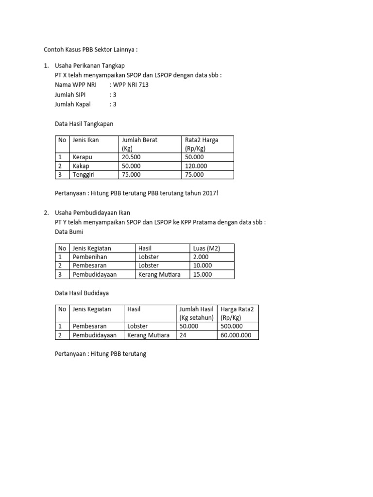 Contoh Kasus PBB Sektor Lainnya | PDF | Metode & Bahan Ajar | Sains ...