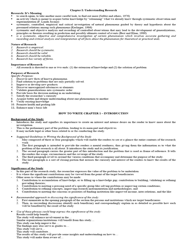 HOW-TO-WRITE-CHAPTER-1-student_010918 | PDF | Knowledge | Theory