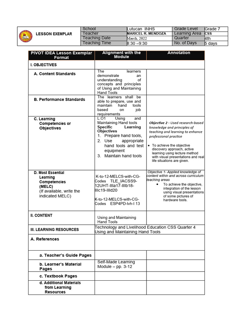 Lesson Exemplar-Css-G7-Mrmendoza | PDF | Electrostatic Discharge | Learning