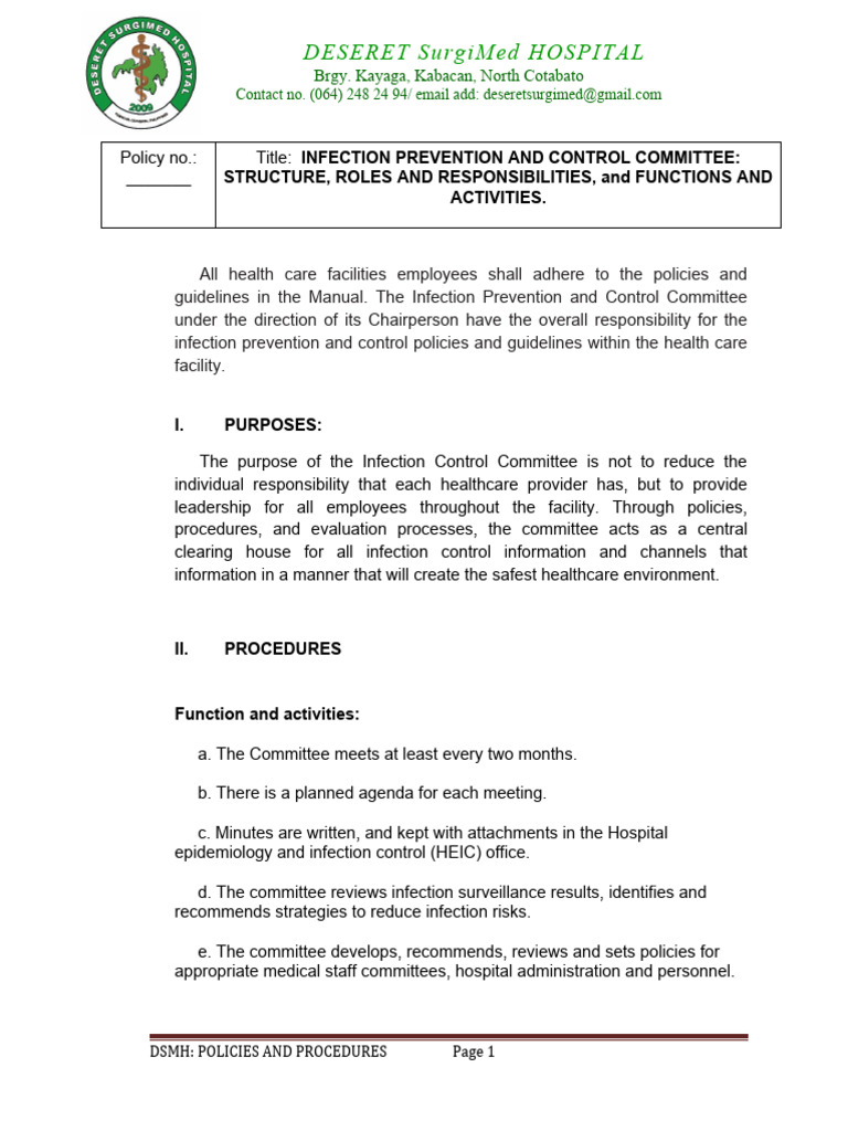 Policies Infection Control | PDF