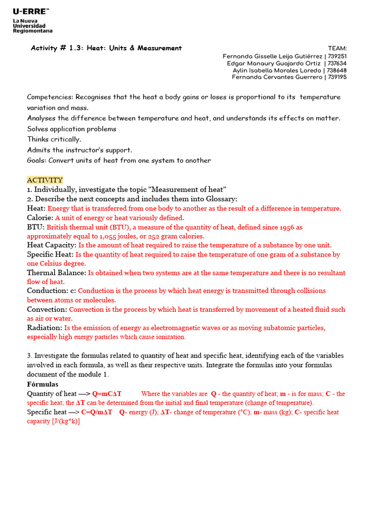 1.3 Heat - Physics II | PDF | Heat | Calorie