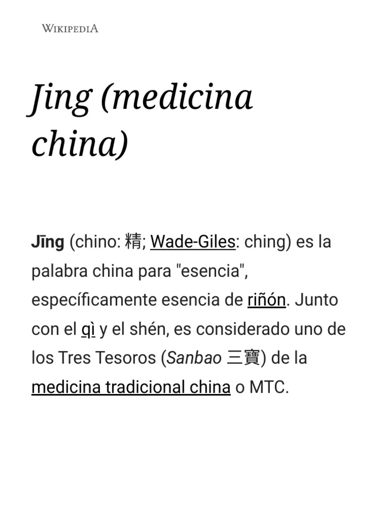 Jing (Medicina China) - Wikipedia, La Enciclopedia Libre | PDF ...
