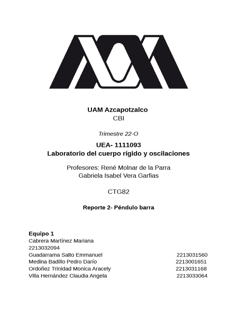 Reporte 2 P Ndulo Barra | PDF | Rotación | Masa