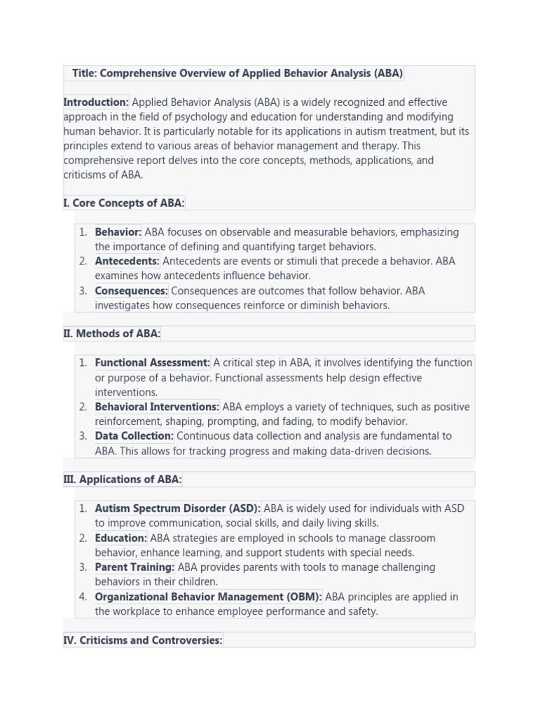 Outline On Report Applied Beahavioral Analysis | PDF | Autism Spectrum ...
