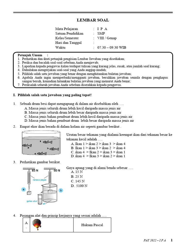 Soal Pat Ipa Kelas 8 Sem 2 | PDF