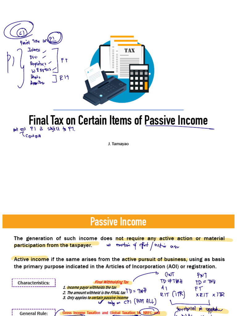 Final Tax on Passive Income Explained | PDF | Services (Economics ...