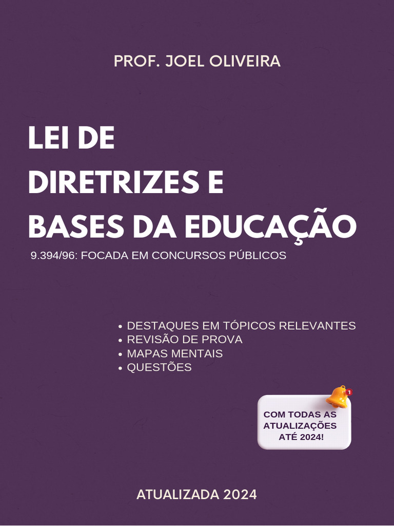 LDB ATUALIZADA 2024 (AULA 01) Concurso para Professor - Lei de ...