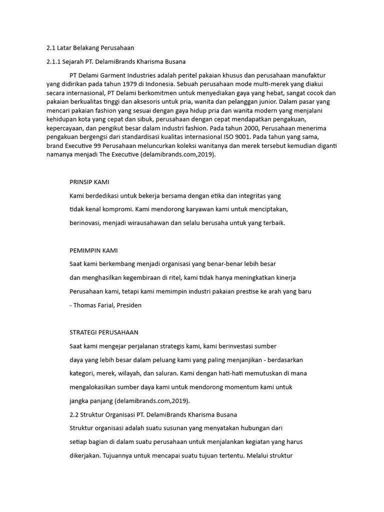Sejarah dan Struktur PT DelamiBrands | PDF | Bisnis