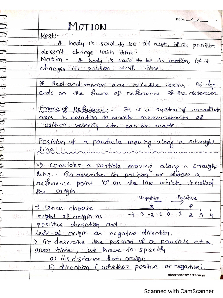 Motion (Class IX) | PDF