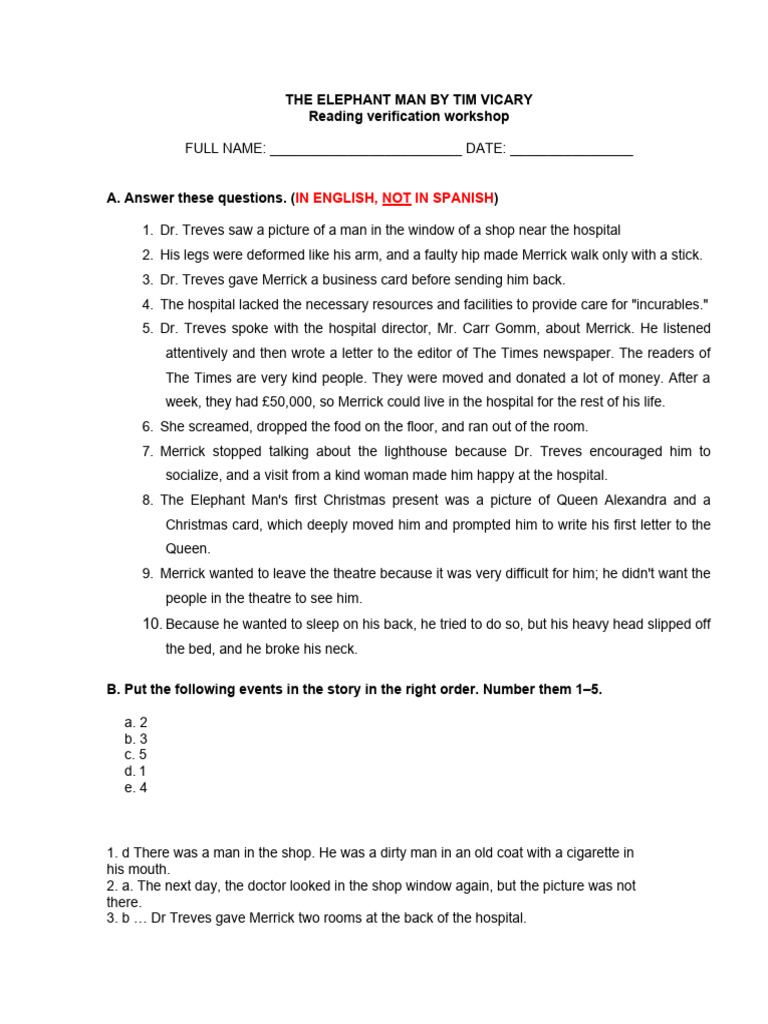 The Elephant Man: Workshop Guide | PDF