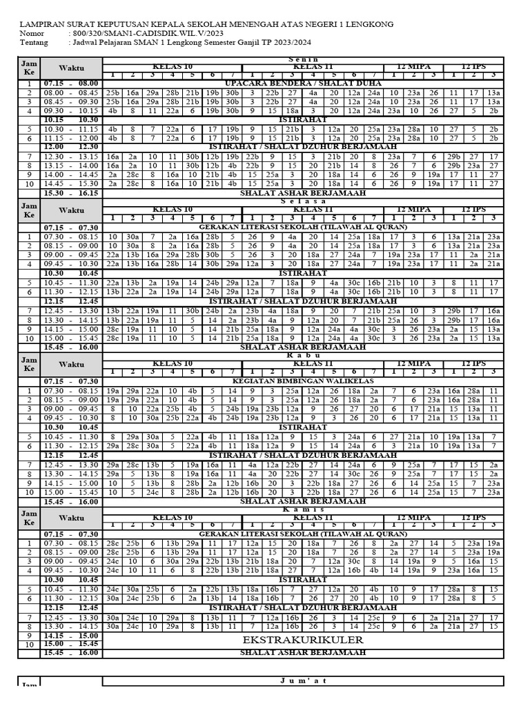 Jadwal 2324 Fix | PDF