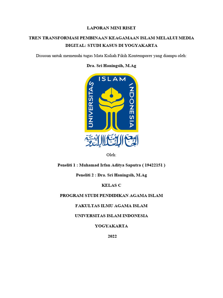 Laporan Mini Riset Tren Transformasi Pembinaan Keagamaan Islam Melalui Media Digital | PDF ...