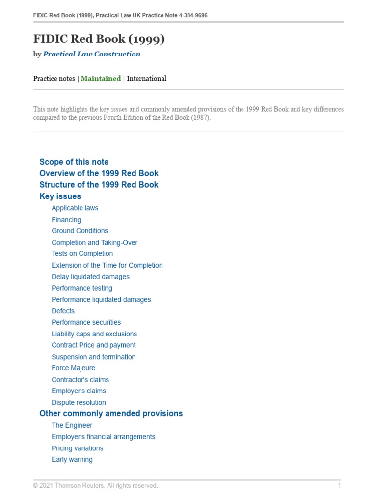 Fidic Red Book (1999) | PDF