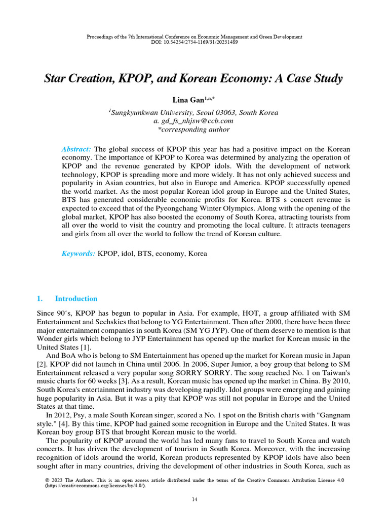Star Creation KPOP and Korean Economy A Case Study | PDF | South Korea ...