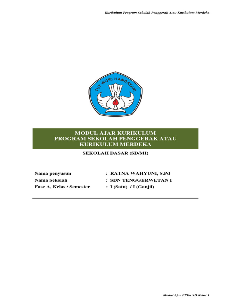 Modul Ajar PPKN Bab 1 Kls 1 TW 3 | PDF