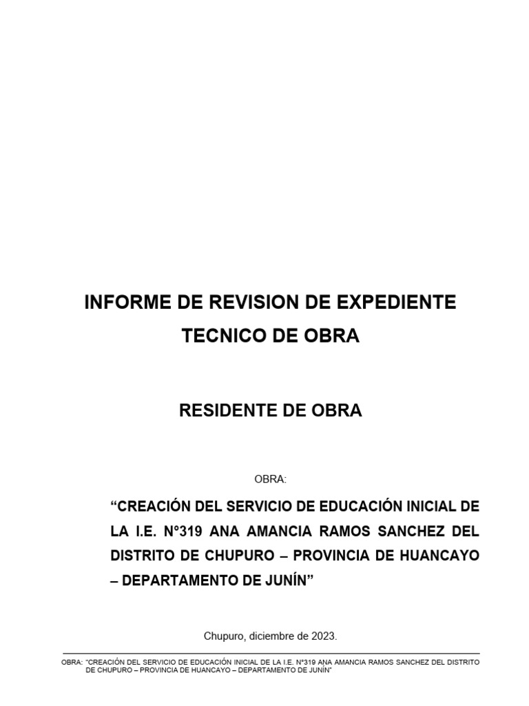 Informe de Revision de Expediente Tecnico de Obra | PDF
