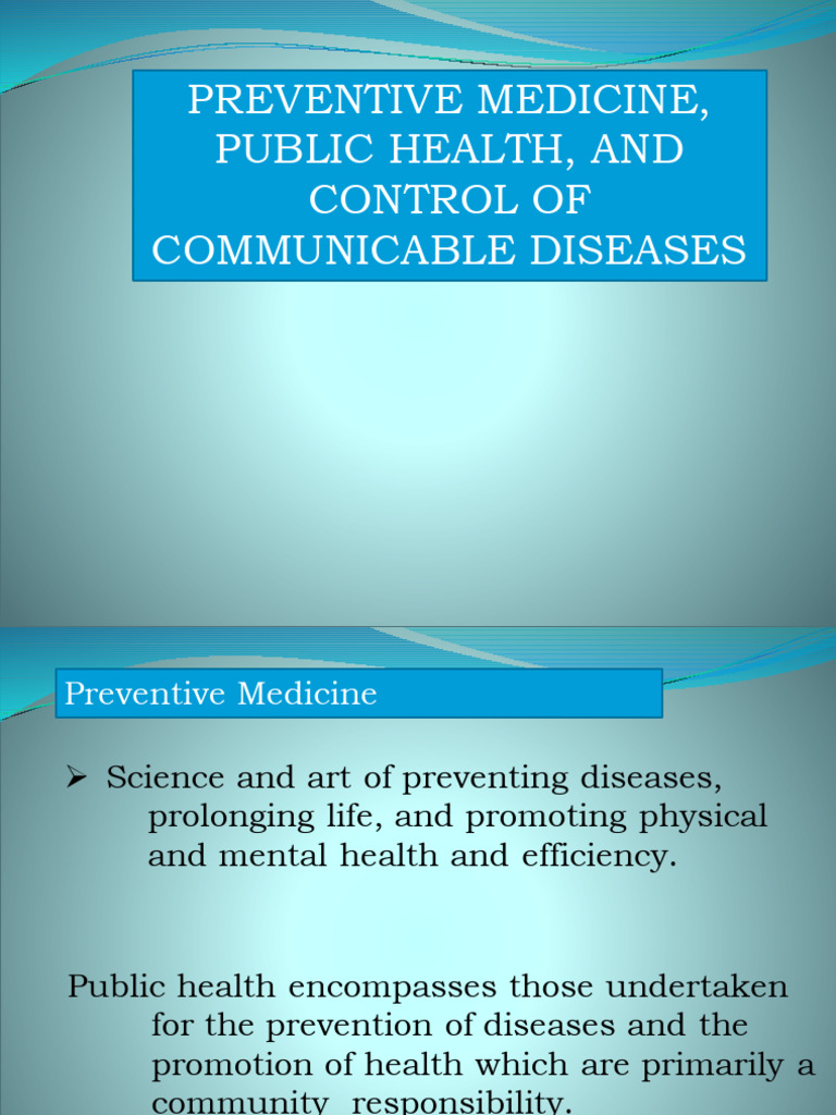 Preventive Medicine | PDF | Infection | Quarantine