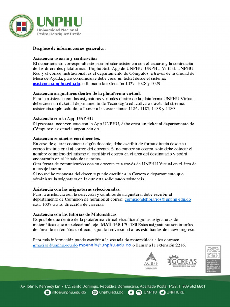 Asistencia y Contacto en UNPHU Virtual | PDF | Crecimiento personal y ...
