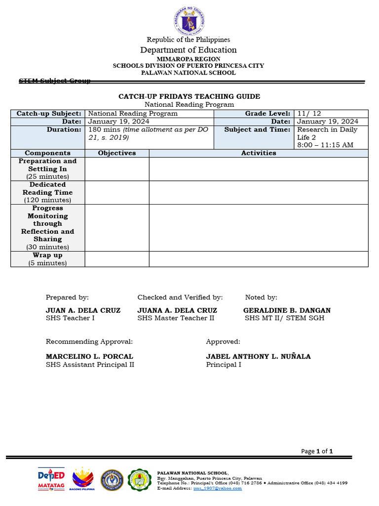 CATCH UP FRIDAYS TEACHING GUIDE NRP Session Guide | PDF