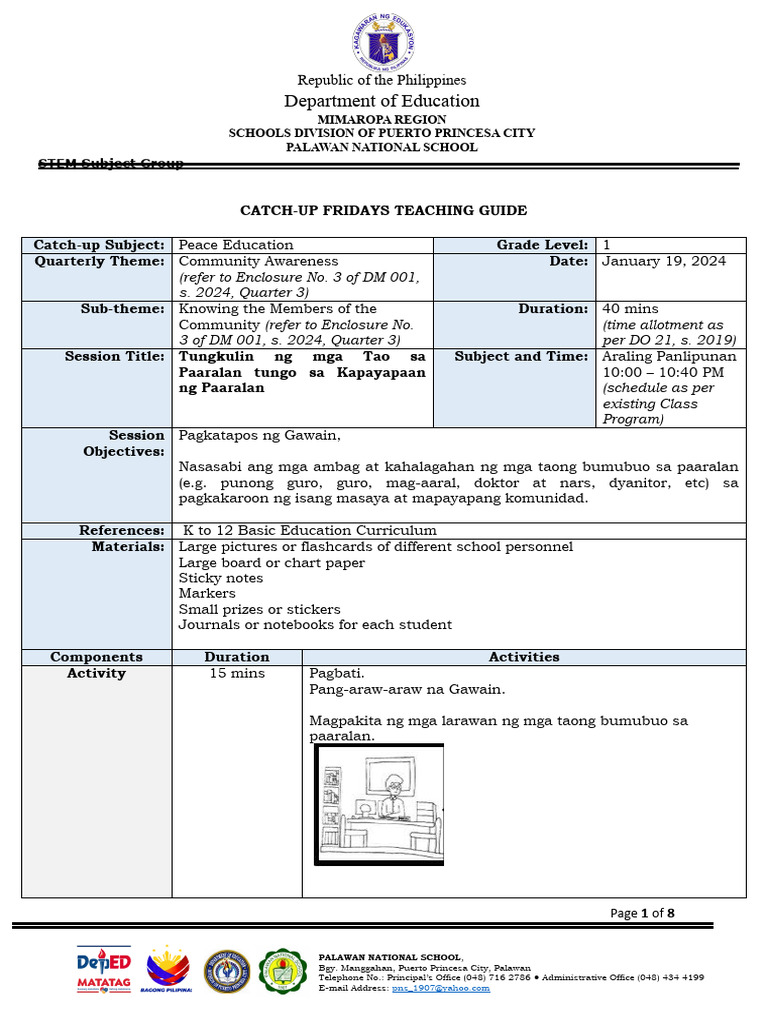 Teaching Guide Catchup AP Peace Ed Format | PDF | Secondary Education | Educational Institutions