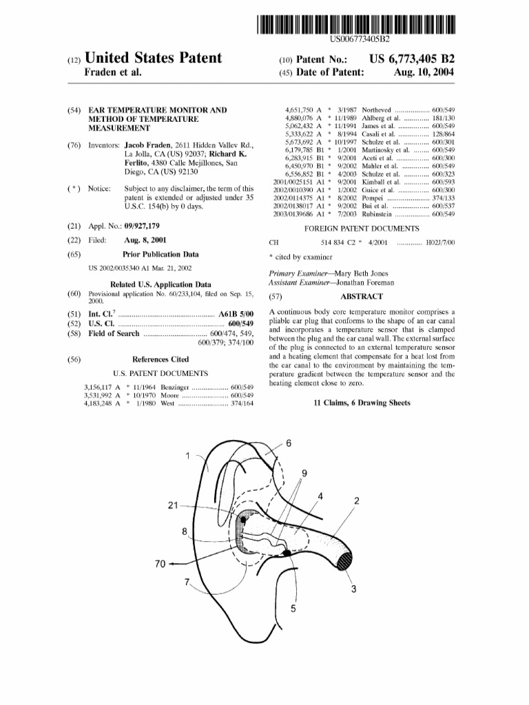 Ear Temperature Monitor Patent Overview | PDF | Thermocouple ...