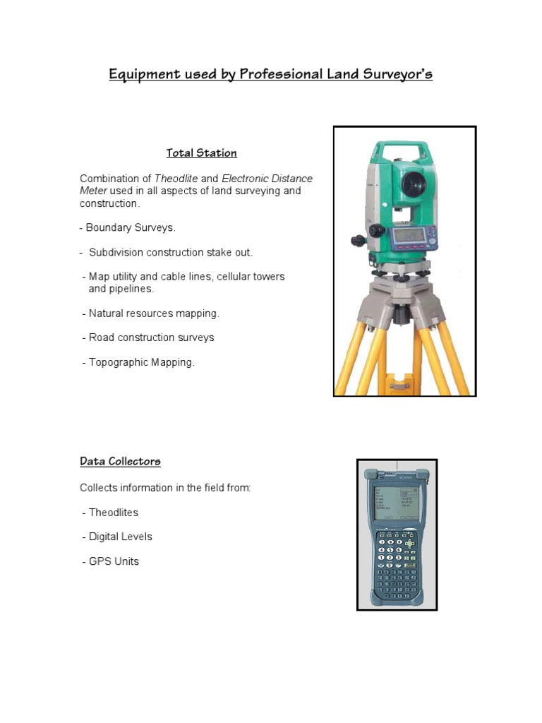 Survey Equipment for Land Surveyors | PDF