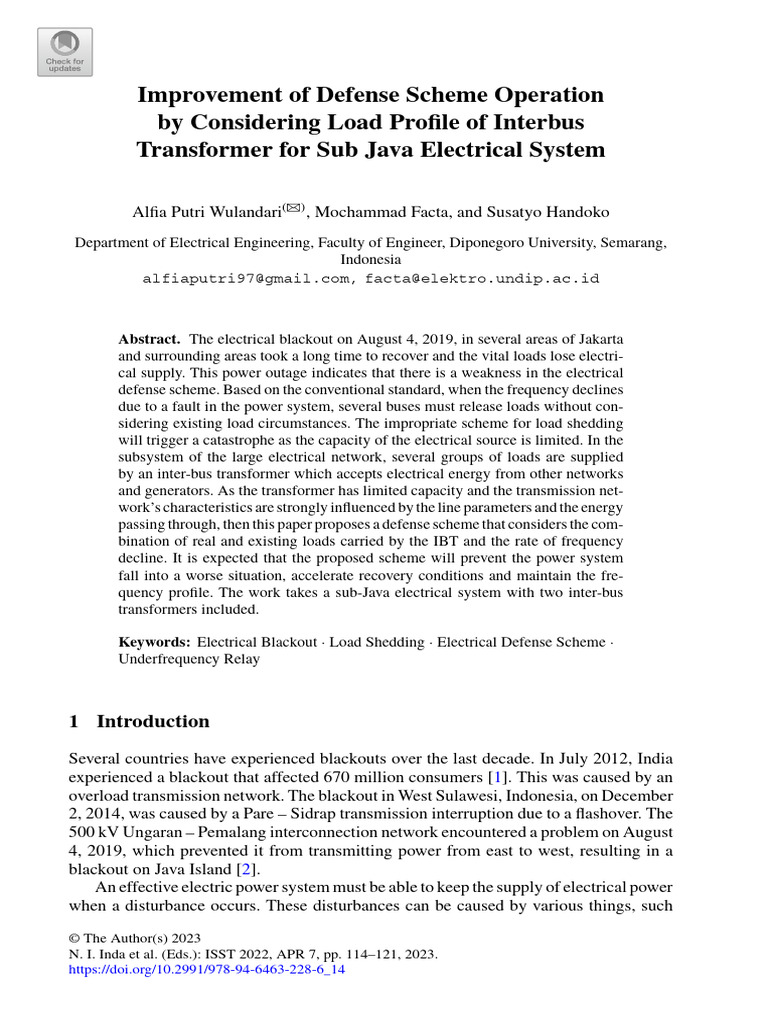 Improvement of Defense Scheme Operation by Considering Load Profile of Interbus Transformer For ...