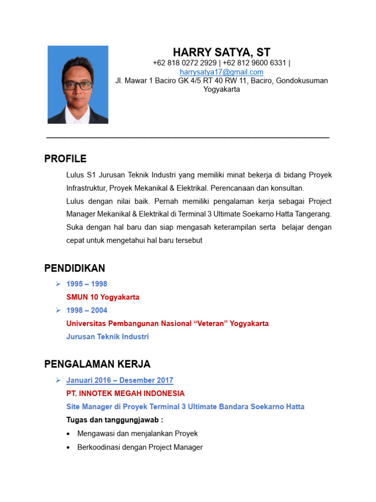 CV Harry | PDF | Seni | Teknologi & Rekayasa